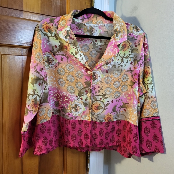 Victoria's Secret | Tops | Victorias Secret Mixed Pattern Sheer Top ...